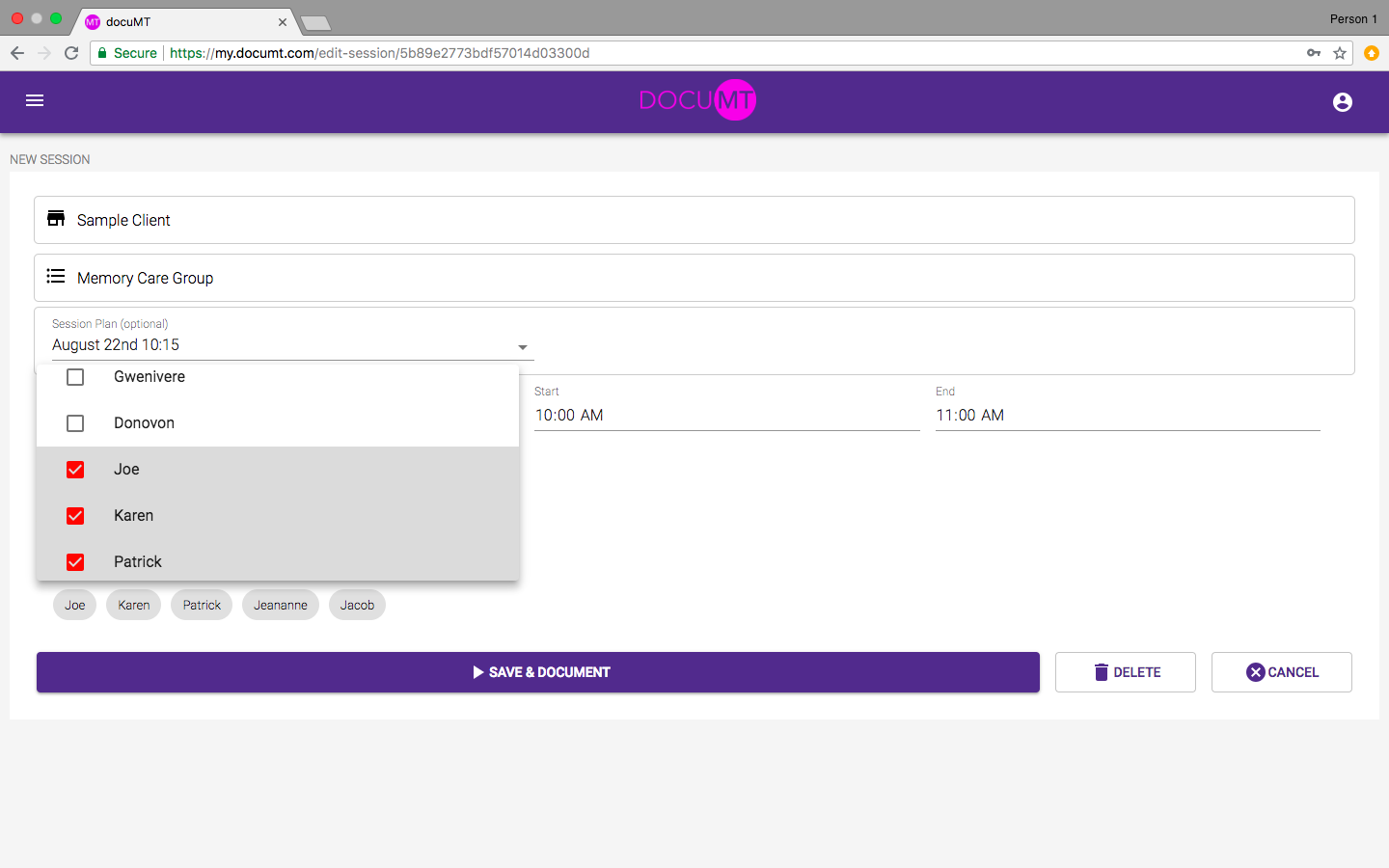 Start your session and document!
